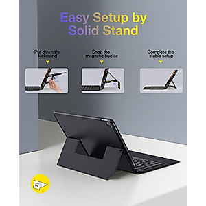 Sounwill for iPad Pro 12.9 Case with Keyboard Compatible for iPad Pro 12.9" 2015/2017, Ultra-Thin PU Leather Silicon Rugged Shock Keyboard Stand Case with Pencil Holder (Not Fit for 2018 iPad)-Black