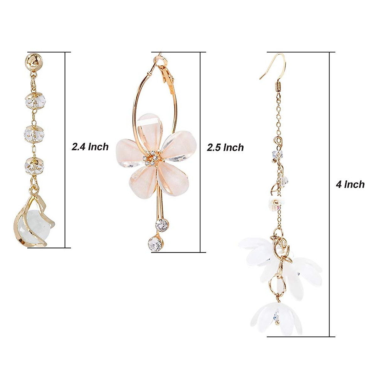 TERRYYO Women's Dangle Earrings - 3 Pairs, Hypoallergenic, Stainless Steel, 14K Gold Plated, Lightweight, Easy to Wear, Ideal for Any Occasion