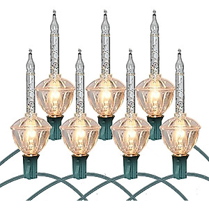 Abeja Christmas Silver Bubble Lights Set, 11 Ft Vintage Bubble Lights 8 Silver Glitter Bubble Bulbs(1 Spare), E12 Candelabra Base UL Listed for Christmas Tree Holiday House Lighting Decor- Green Wire