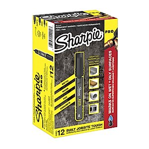 Sharpie Pro Permanent Marker, Fine Point, Black, 12 Count (2017818)