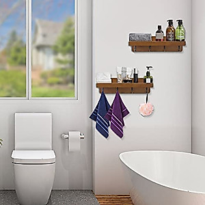 vrupin Natural Solid Wood Floating Shelves Set of 2, Floating Shelves Wall Mounted for Bedroom, Bathroom, Living Room, Kitchen, Laundry Room Storage & Decoration (Black)