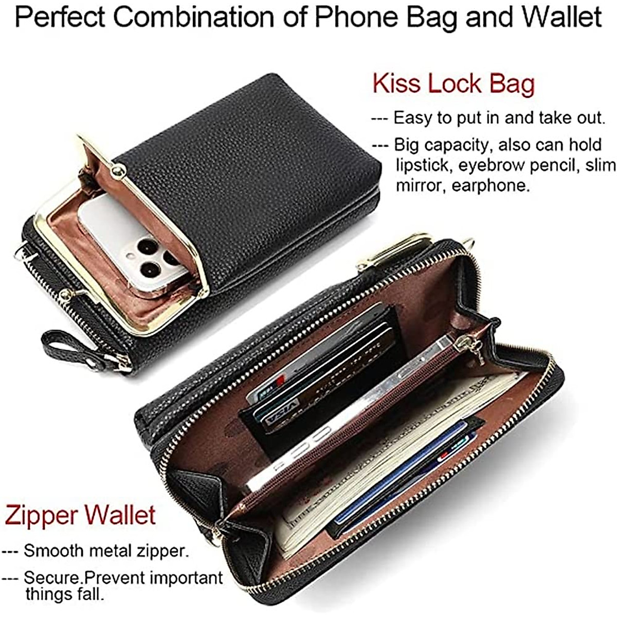 2023 Newest Phone Bag Purses, PU Leather Crossbody Wallet Purse With Phone Pocket, Travel Cell Phone Shoulder Bags For Women.