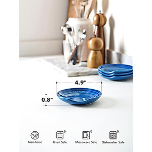 LE TAUCI Ceramic Spoon Rest, Housewarming Present, Coffee Spoon Holder for Kitchen Counter, Stove Top Protection, Kitchen Decor, Accessories for Countertop - 4.9 inch, Set of 4, Gradient Red