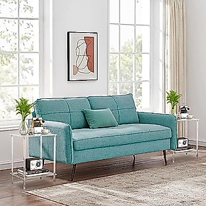 IRCPEN Acrylic Side Tables with 2 Shelve, End Table Set of 2, Nightstands for Tight Spaces, 2-Tier Tempered Glass Bedside Table for Office, Bedroom, Living Room, Study, Outdoor (2, Transparent)