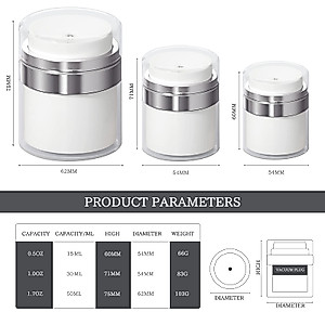 XAOUS Cream Jar Vacuum Bottle,Thicken Small Empty Airless Cosmetic Container Lotion Dispenser With Pump -Travel Containers For Creams, Gels & LotionsLeak Proof, Bottles Toiletries Cosme, 0.5oz