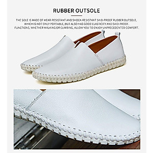 Men's Genuine Leather Loafer Shoes Slip On Soft Walking Driving Shoes,White,45EU=10.5 M US