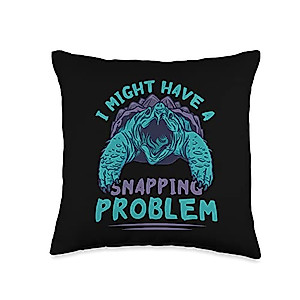 Sea Reptile Animal Snapping Turtle Lover Problem Sea Animal Reptile Lover Snapping Turtle Throw Pillow, 16x16, Multicolor