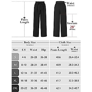 Heymoments Women's Wide Leg Lounge Pants with Pockets Blue Gray Medium Lightweight High Waisted Adjustable Tie Knot Loose Comfy Casual Trousers