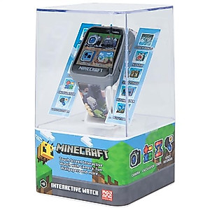 Accutime Minecraft Kids Grey Educational Learning Touchscreen Smart Watch Toy for Girls, Boys, Toddlers - Selfie Cam, Learning Games, Alarm, Calculator, Pedometer & More (Model: MIN4076AZ)