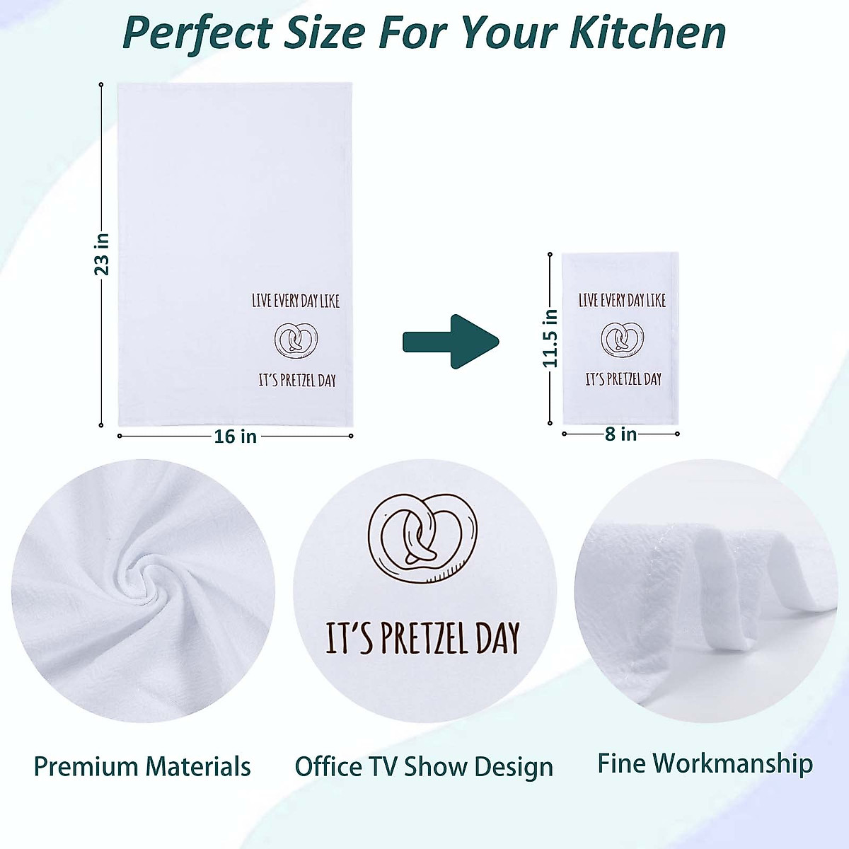 PDBOOM The Office Kitchen Towel Sets of 4, Funny Dish Decorative Towels for Mom, Hostess Housewarming Birthday Women, Punny Flour Sack Fans , Cute Dishcloths White