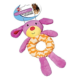 Ethical Pet Lil Spots Plush Ring Toys for Small Dog and Puppies, 7.5-Inch, Assorted