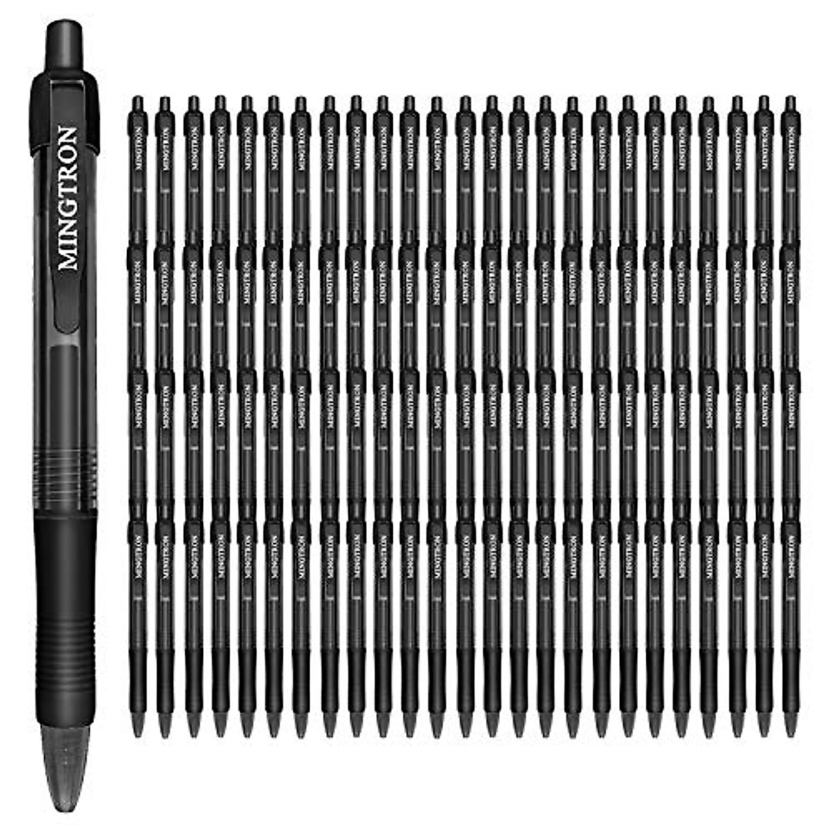 mingtron Gel Pens, 100 Pack Black Pens Fine Point, No Smear Ink Pens for Left Hand, Click Pens Bulk, Retractable Rollerball Pens for Smooth Writing, 0.5MM, Black Ink