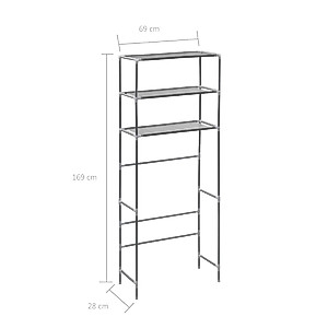 loibinfen 3-Tier Storage Rack Over Laundry Machine, 3-Tier Laundry Room Shelf Over The Washing Machine, Silver Storage Rack Bathroom Organizer Stand Space Saver Shelving Units 27.2"x11"x66.5", -192