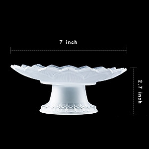 Qinlang 7 Inch White Glass Buddhist Fruit Plate, Offering Plate for Altar, Buddhist Altar Supplies