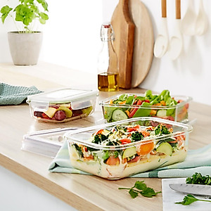 XYouyu Food Storage Containers Glass Food Storage Containers With Airtight Lids -Meal Prep Airtight Glass Bento Boxes BPA-Free (Set Of 3 Piece) Microwave, Oven Safe