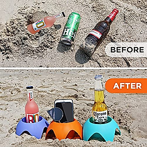 Beach Vacation Essentials Accessories - Beach Drink Cup Holder Sand Coasters, Beach Trip Must Haves Sand Cup Holders for Women Adults Family Friends(Multicolor, 7 Pack)