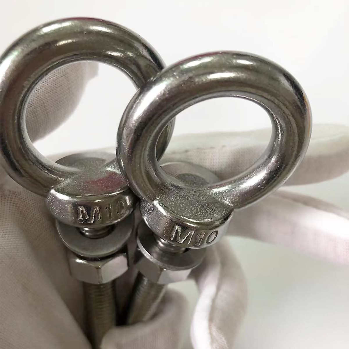 HYXXYY Stainless Steel Eye Bolt, 2pack M10 Shoulder Eye Bolts 3/8" X 4"with Nuts and Washer Thread Lifting Ring Eyebolt