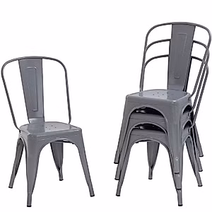FDW Dining Chairs Set of 4 Indoor Outdoor Chairs Patio Chairs Furniture Kitchen Metal Chairs 18 Inch Seat Height 330LBS Weight Capacity Restaurant Chair Stackable Chair Tolix Side Bar Chairs