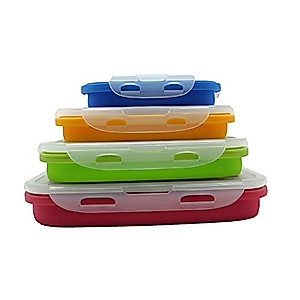 Sailing Elegant Collapsible Silicone Lunch Box/Container, Super Convenient Stackable Food Storage Containers, Material Safe (Set of 4, Multi)