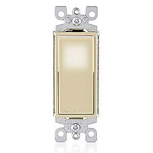 Leviton L5613-2I 15 Amp, 120/277 Volt, Decora LED Illuminated Rocker 3-Way AC Quiet Switch, Residential Grade, Grounding, Ivory