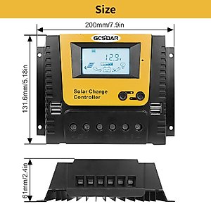 PWM Charge Controller 80A, 12V/24V/36V/48V Auto Max PV 100V .Positive Grounding, 80amp Solar Charge Controller,LCD Display Work for Lead-Acid Sealed/Gel(AGM)/Flooded and Lithium Battery (80A)