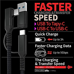 2 in 1 Fast Charging USB C Cable 10 FT 16 FT for Oculus Quest VR Gaming Headset Power Supply Cable PC Data Transfer type c charging cable fast charging 10ft 16ft for Oculus Quest VR Gaming Headset