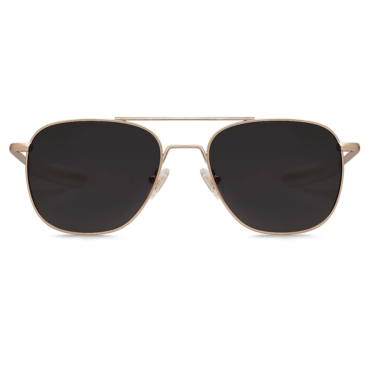 SOJOS Small Polarized Aviator Sunglasses for Men Women Classic Double Bridge Square Aviators SJ1179, Bright Gold/Grey