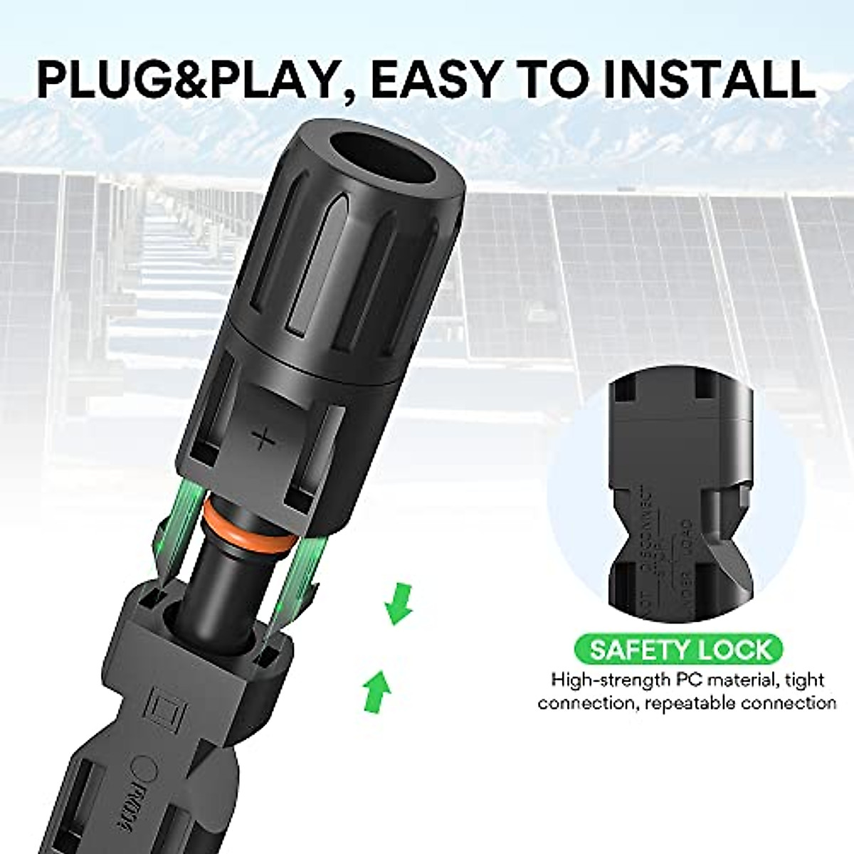 Bateria Power 12PCS Solar Cable Connectors, Male＆Female IP67 Waterproof Solar Panel Connectors with Spanners