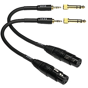 CNCESS CESS-210 XLR to 3.5mm TRS Adapter Cable with 3.5mm to 6.35mm (1/4”) Converter, Female to Male, Compatible with Microphone, Active Speakers, Stage, DJ, Studio Audio Console, 2 Sets