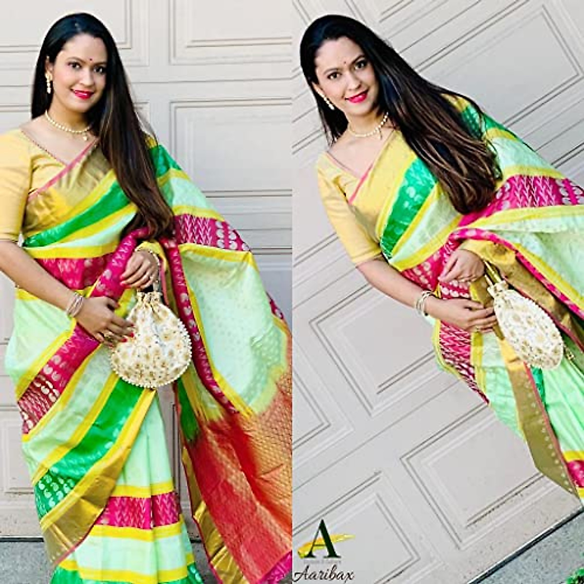 Embroidered Indian Ethnic Potli Bag for Women. Traditional, Handmade, Perfect for Weddings and Other Special Occasions (Gold)