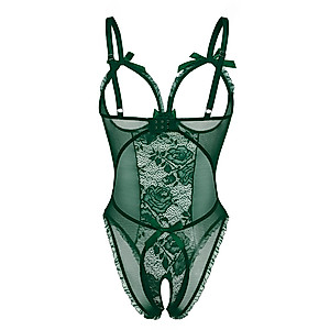 Avidlove Women's Sexy Plus Size Lingerie Lace Babydoll Sleepwear Chemise Set Dark Green Large