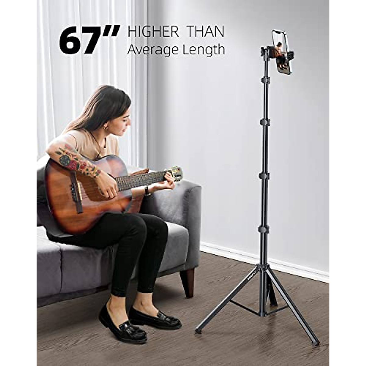 ANGFLY 67" Phone Tripod & Selfie Stick, Extendable Cell iPhone Tripod Stand with Remote and Phone Holder, Tripod for iPhone Compatible with iPhone 14 Pro Max 13 12/Android/Camera