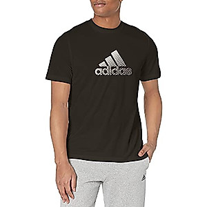 adidas mens Activated Tech Tee Black/Grey Large