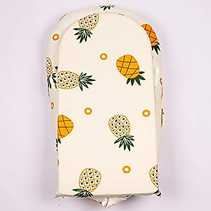 Newborn Lounger Cover for DockATot Deluxe | 100% Cotton Baby Lounger Extra Cover | Hypoallergenic Replacement Cover for DockATot Docks | (Cover only) |for DockATot Deluxe Baby Nest (Pineapples)