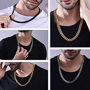 3mm 316L Stainless Steel Miami Cuban Chains Necklaces Hip Hop Punk Jewelry Waterproof Short Curb Cuban Link Chain Necklace for Men & Women 18 inches