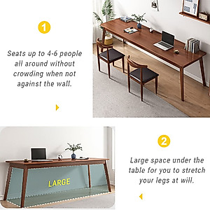 NELYE Mid-Century Long Desk Table - 71" Simple Modern Extra Long 2-Person Wood Computer Workstation for Home Office Work in Walnut, 71" W x 20" D