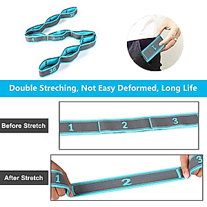 DEHUB Stretch Strap, Elastic Yoga Stretching Strap, Multi-Loop for Physical Therapy, Pilates, Yoga, Dance & Gymnastics Exercise and Flexible Pilates Stretch Band