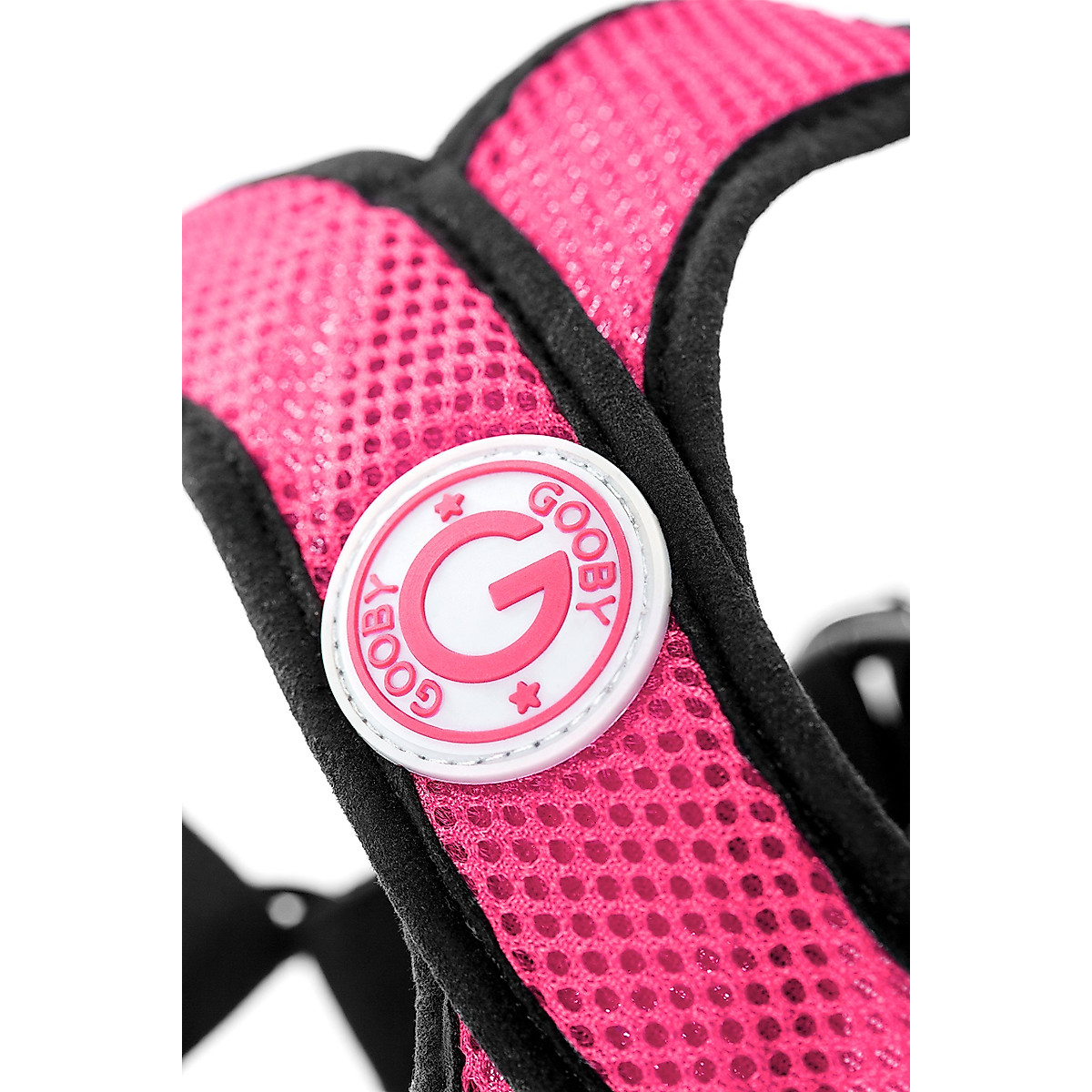 Gooby - X Harness, Small Dog Choke Free Step-in Harness with Synthetic Lambskin Soft Strap, Flamingo Pink, Large
