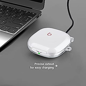 Beats Fit Pro Case Cover, Filoto Hard Case for Apple Beats Fit Pro 2021 Shockproof Protective Earbuds Case with Keychain Accessories for Men Women (Clear)