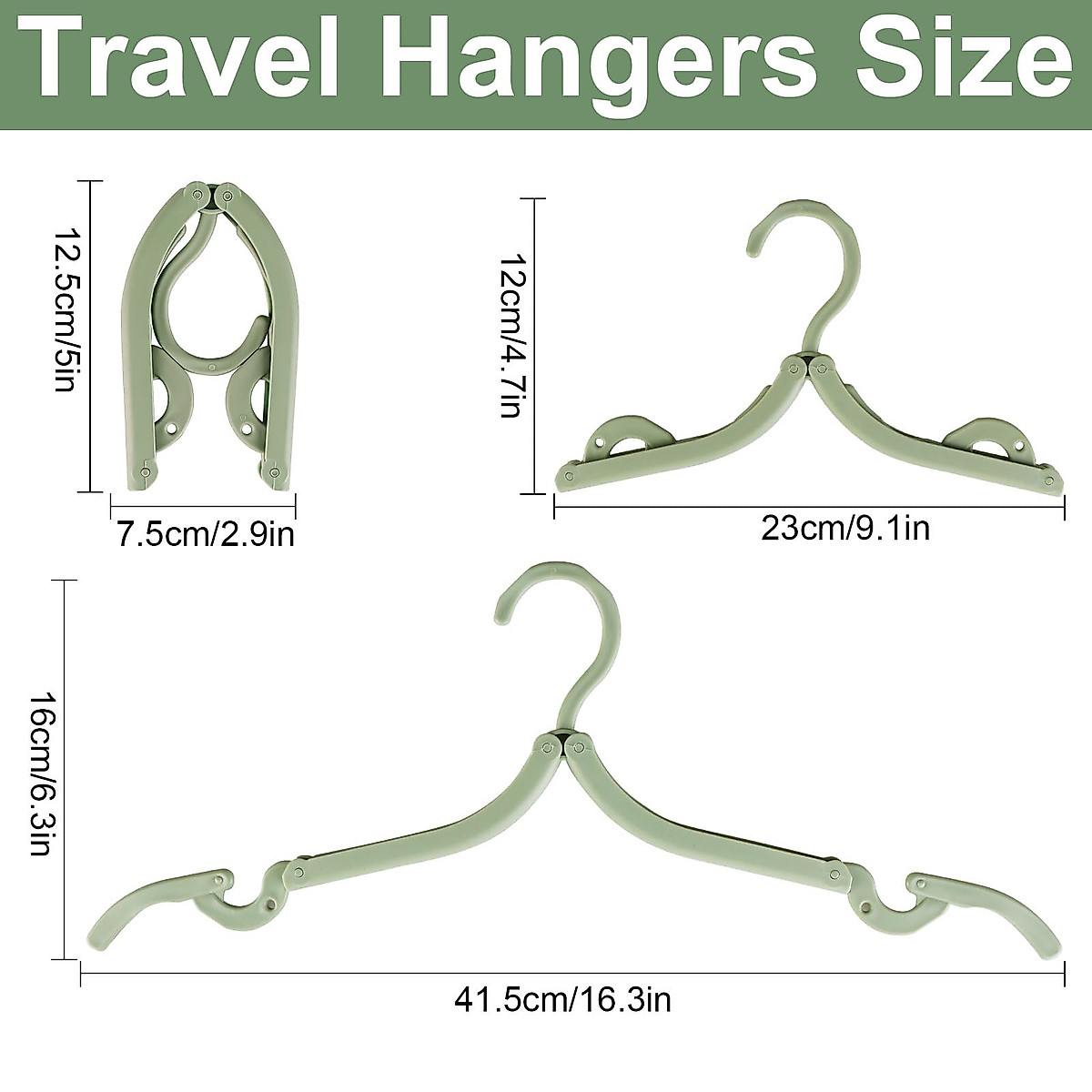 20 Pcs Travel Hangers - Foldable Travel Hangers for Suitcase, Retractable Portable Folding Clothes Hangers, Clothes Drying Rack for Travel
