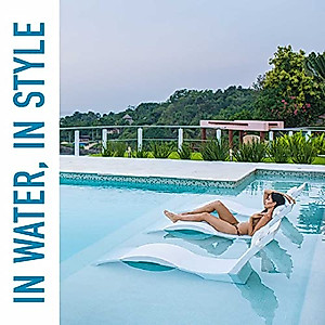 Ledge Lounger - Signature Chaise - Inside Pool & Sun Shelf Lounge Chair - Designed for Shallow Shelves Up to 9” - Compatible with All Pool Types - Poolside & Sun Deck Tanning - Set of 2 - White