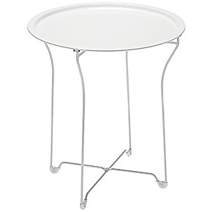 Atlantic urbSPACE Metal Side Table - Stylish Folding Tray Table, Sturdy Steel Construction with Wear-Resistant Powder Coating, PN in White