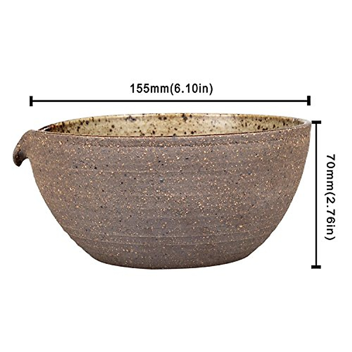 ELITEA Matcha Green Tea Bowl Chawan with Spout Pottery Clay Large