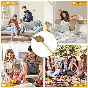 Dirza Leather Fly Swatter for Indoors/Outdoors, Heavy Duty Flyswatter with Walnut Wood Handle 19.7" Long Fly swatted Manual for Bug, Flies, Bees, Mosquitoes