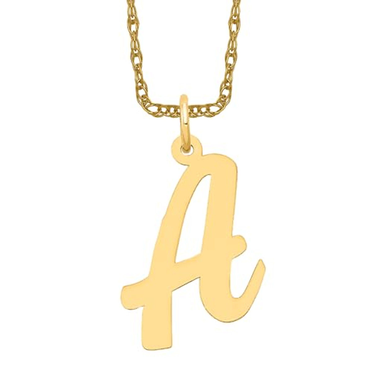 14K Yellow Gold Large Dainty Letter A Initial Name Monogram Necklace Charm Pendant Only