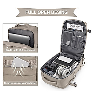 coowoz Travel Laptop Backpack For Women Men Airline Approved,Carry On Backpack,Large Hiking Backpack Waterproof Outdoor Sports Rucksack Casual Daypack Fit 15.6 Inch College Backpack (Brown)