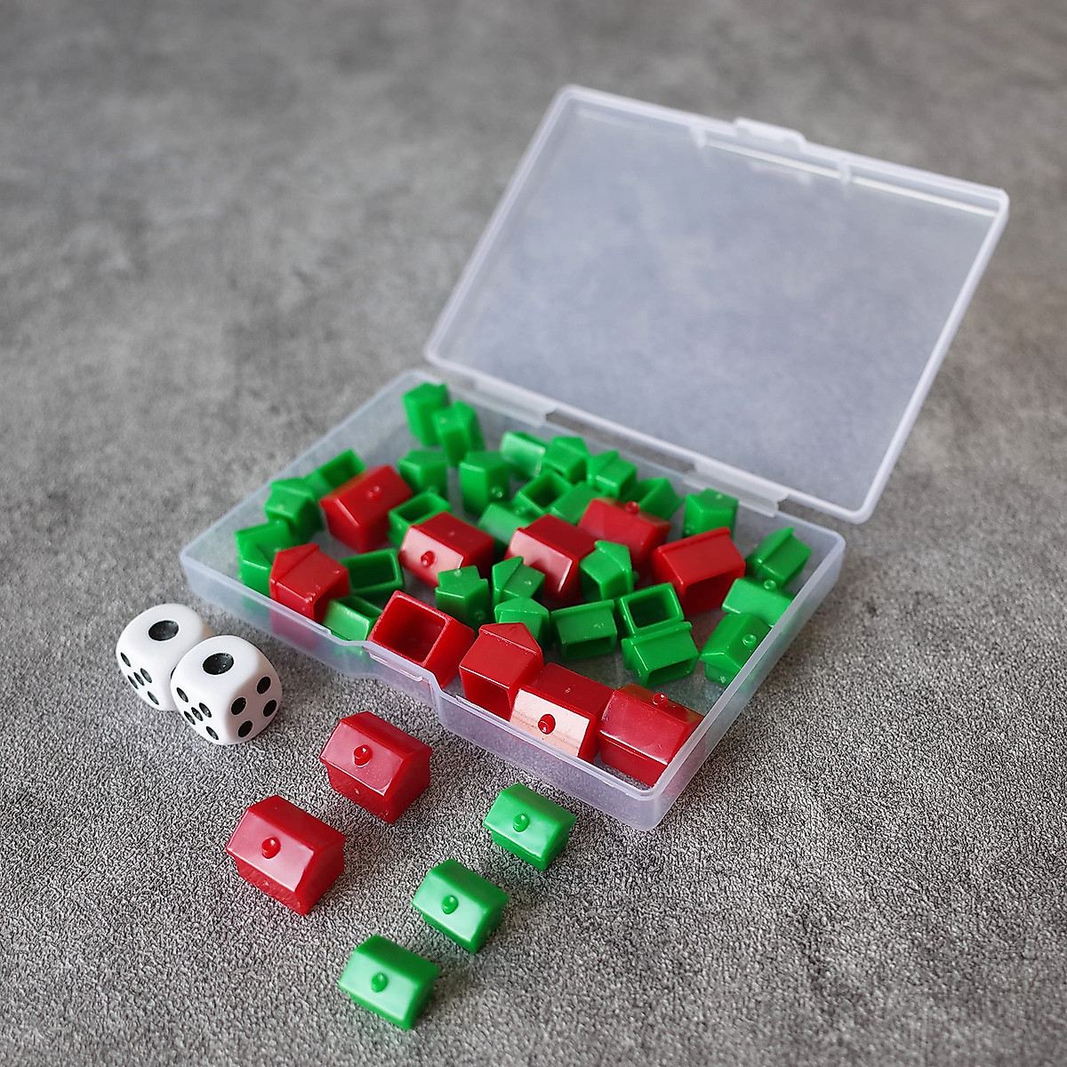 46 Pieces Game Replacement Pieces Games Hotels Houses and Dice, Game Set of Plastic