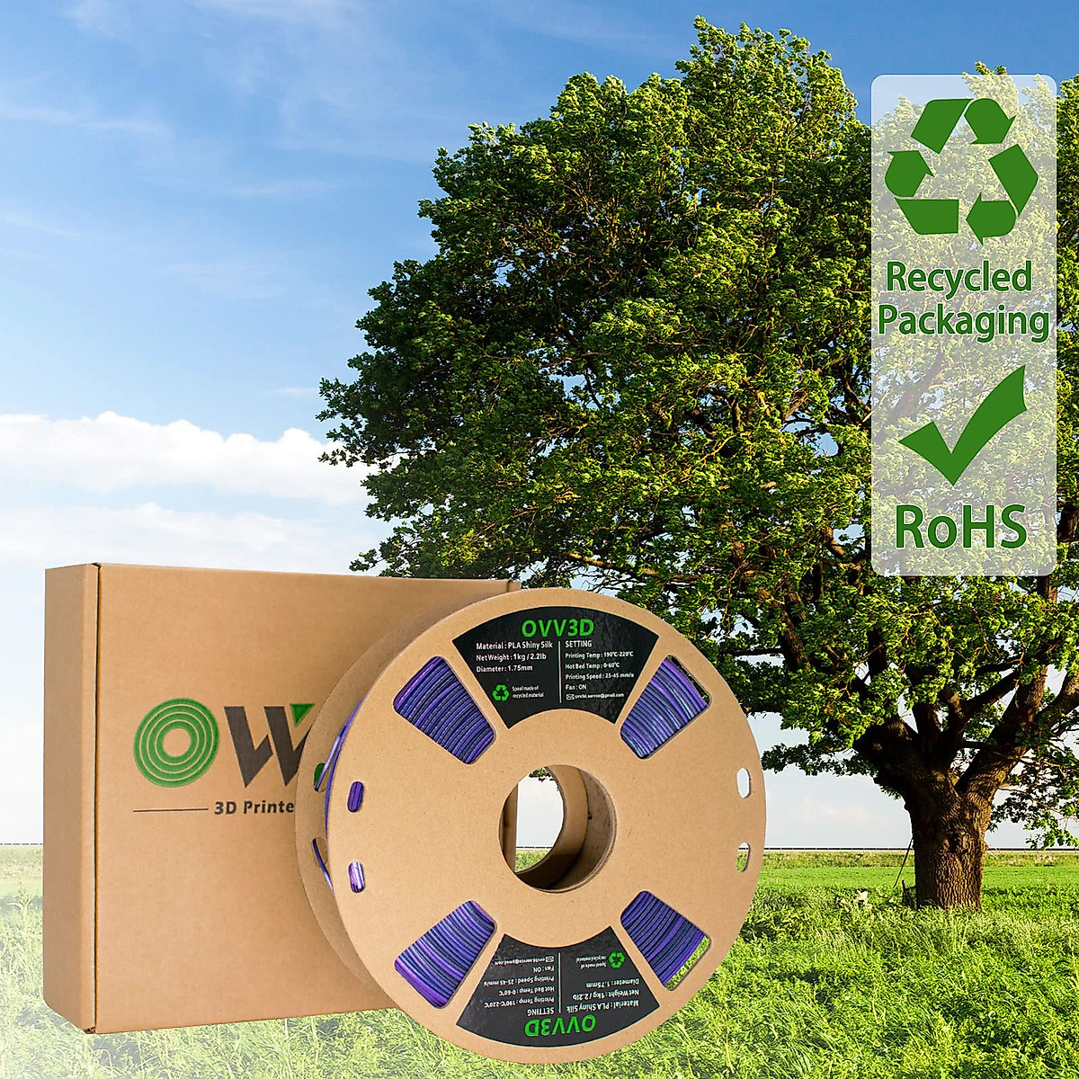 PLA Filament 1.75mm, 3D Printer Filament Silk Black Purple Color Changing, Silk PLA Filament, 3D Printing Filament 1.75 +/-0.02mm, 1kg