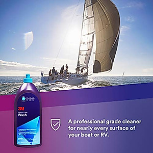 3M Perfect-It Boat Wash, 09035, 1 Quart, Professional Strength Concentrated Formula, Gentle Clean, Safe for Gelcoat, Paint, Fiberglass, Metals, Boats and RVs , Yellow