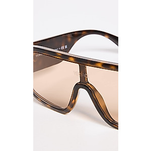 Versace VE 4439 108/73 Havana Plastic Shield Sunglasses Brown Lens